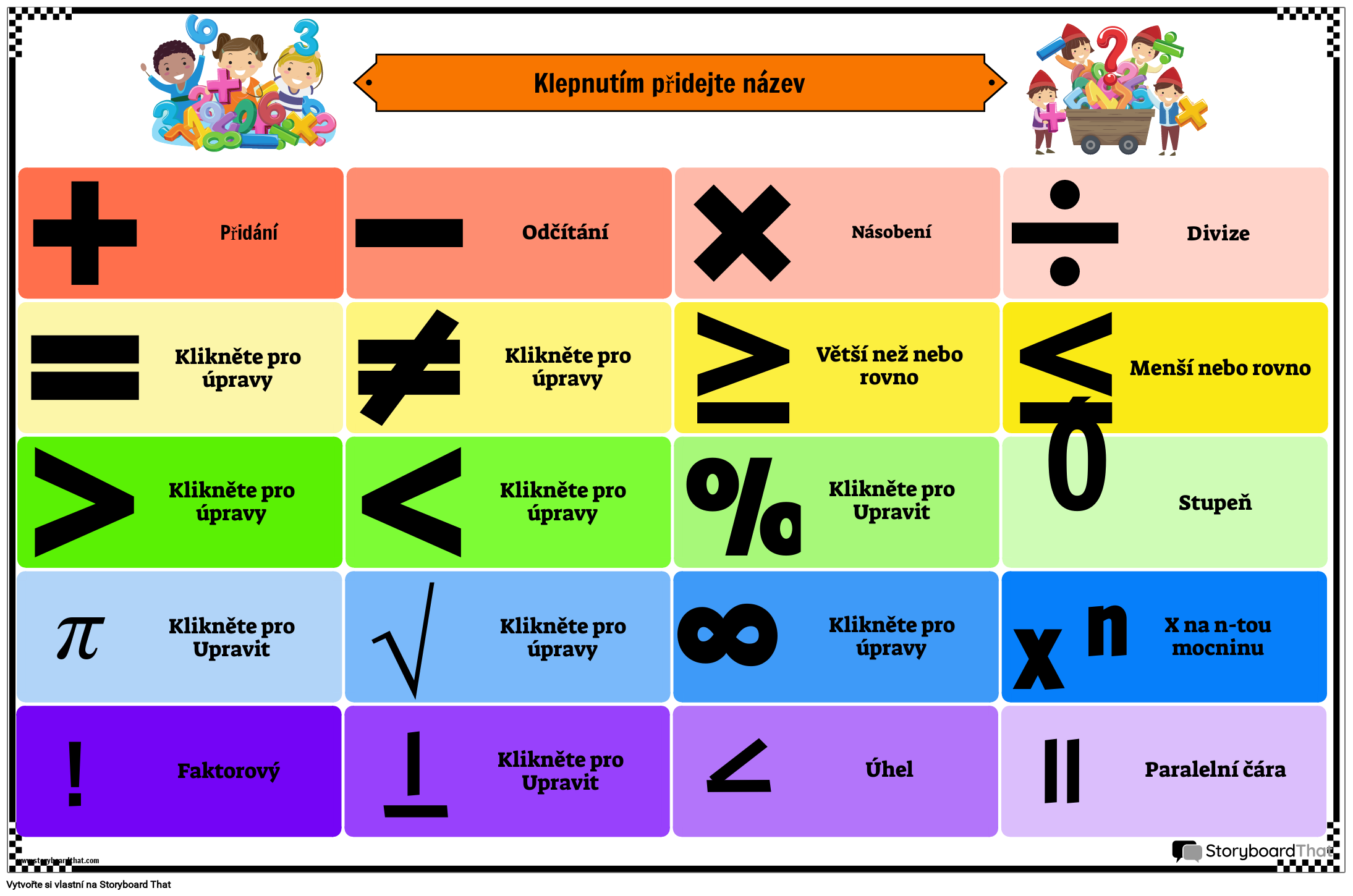 Barevné Matematické Symboly Plakát Storyboard af cs-examples
