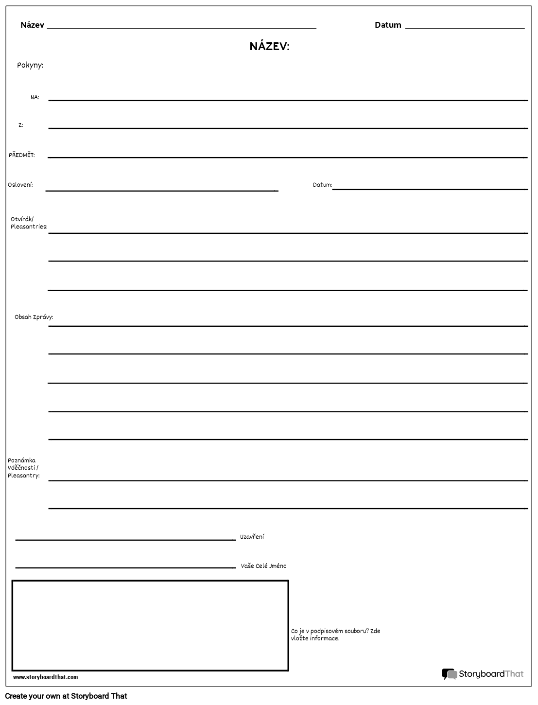 Formální E-mail 3 Storyboard por cs-examples