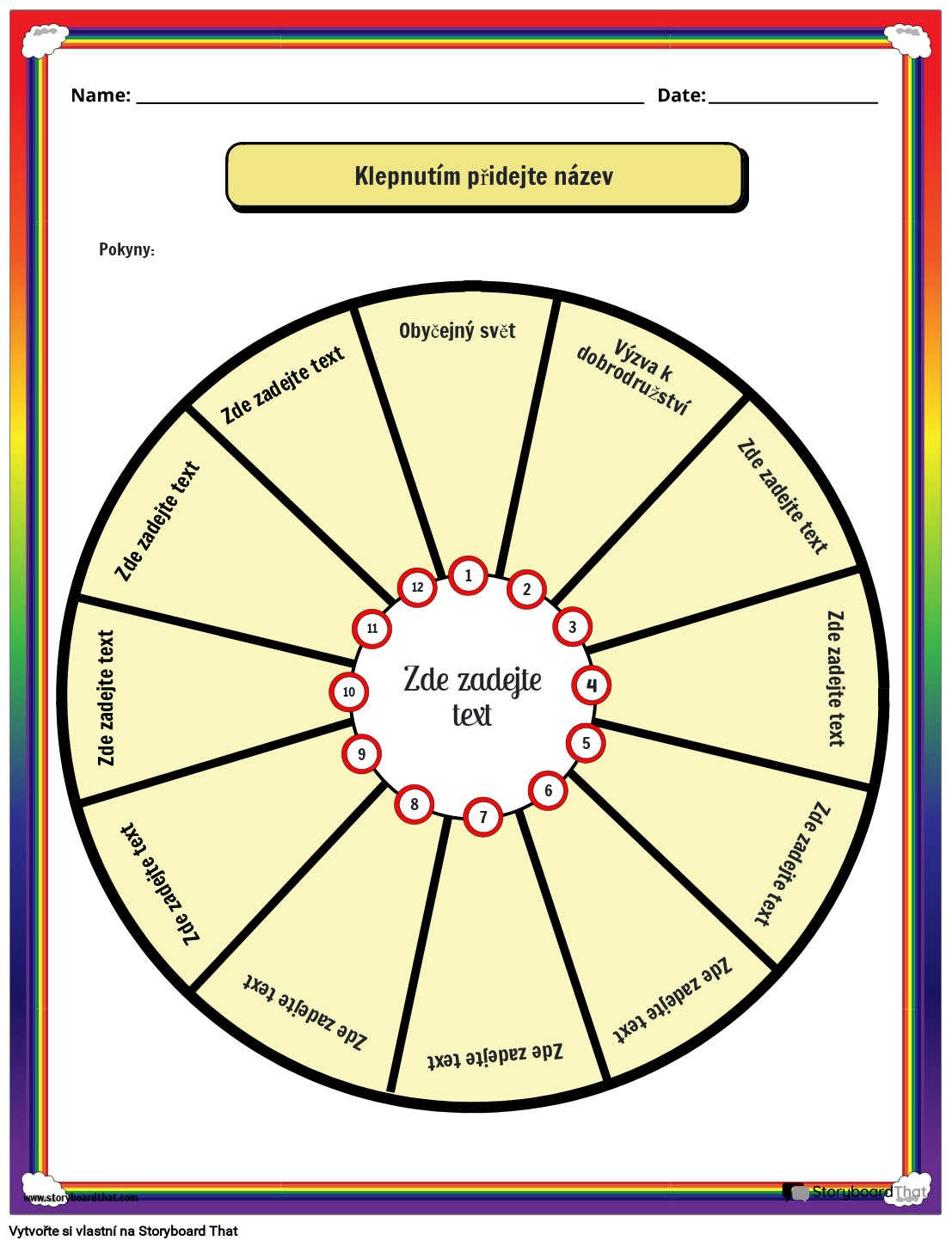 Hero Journey Chart Pracovní List Šablona Zdarma
