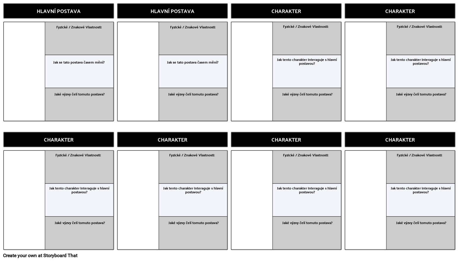 Mapa Znaků Template 3 Pole Vyplněna Storyboard