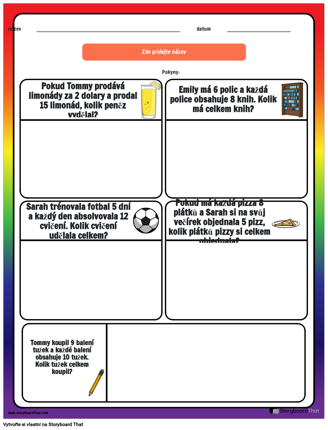 Matematick Slovn lohy O N soben Storyboard matematick-slovn-lohy-o-n-soben-storyboard