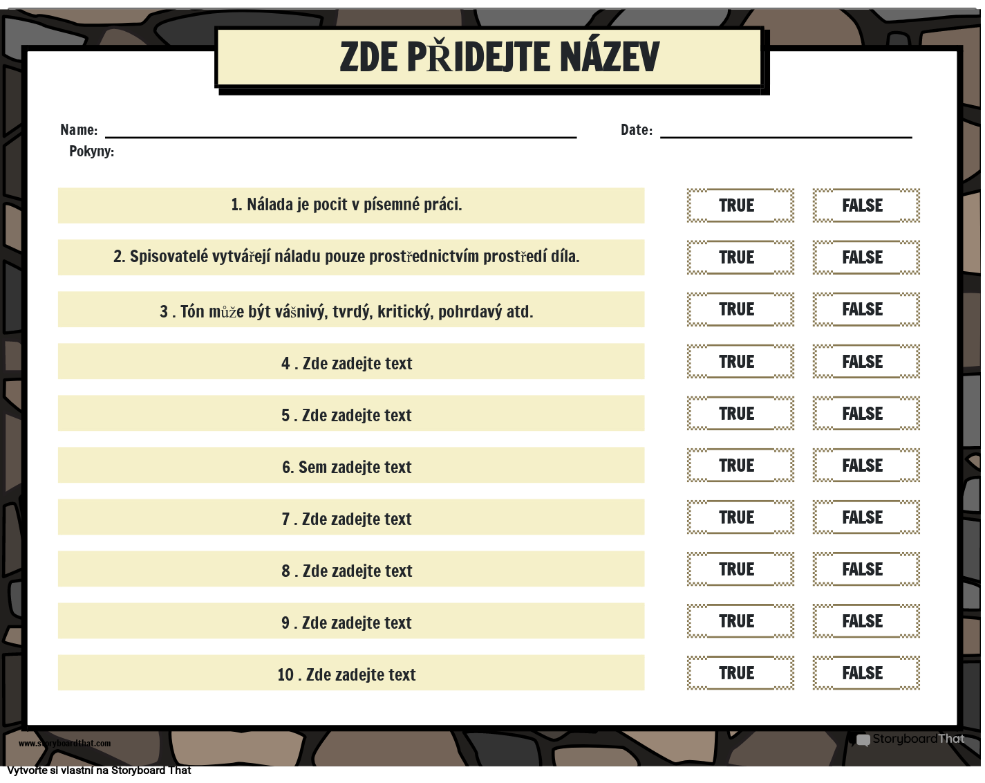 Nálada a Tón: Pravda Nebo Nepravda Pracovní List Aktivity