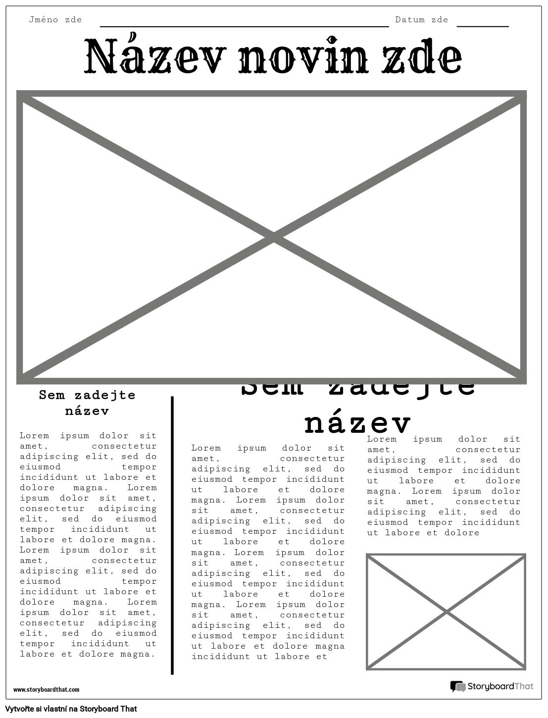 Nová Šablona Novin pro Vytvoření Stránky 2 Storyboard