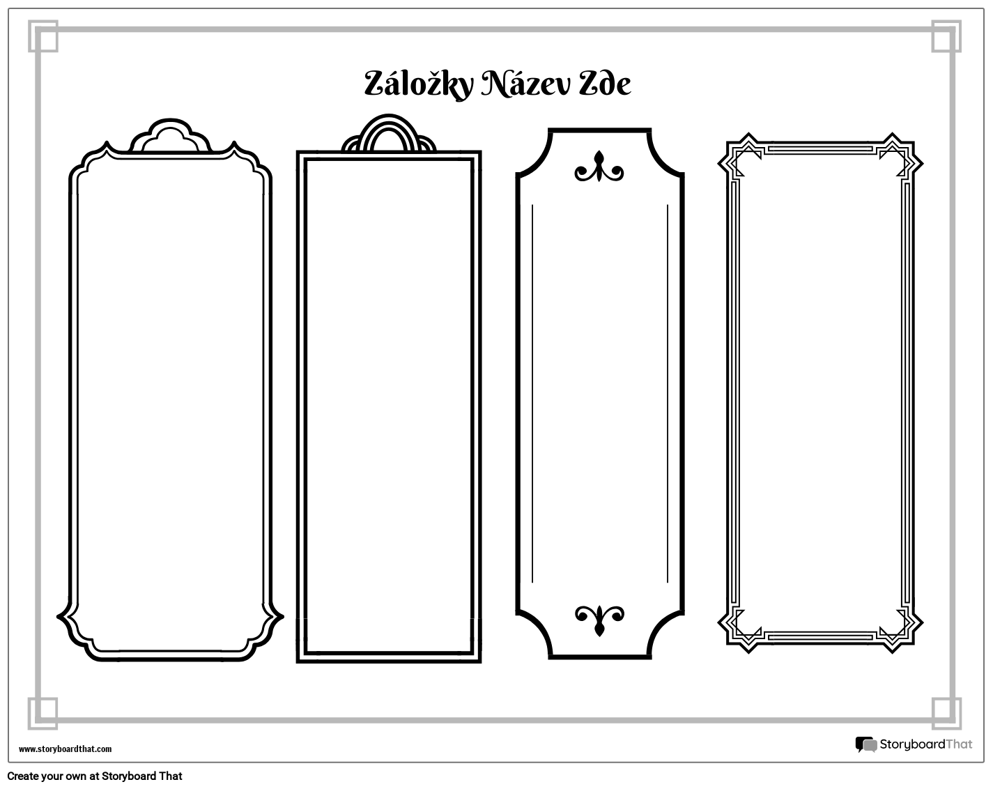 Nová šablona pro vytvoření záložky stránky 1 (černobílá)