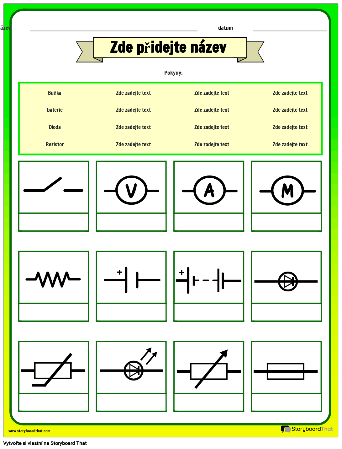 Označení Symboly Elektrického Obvodu Storyboard