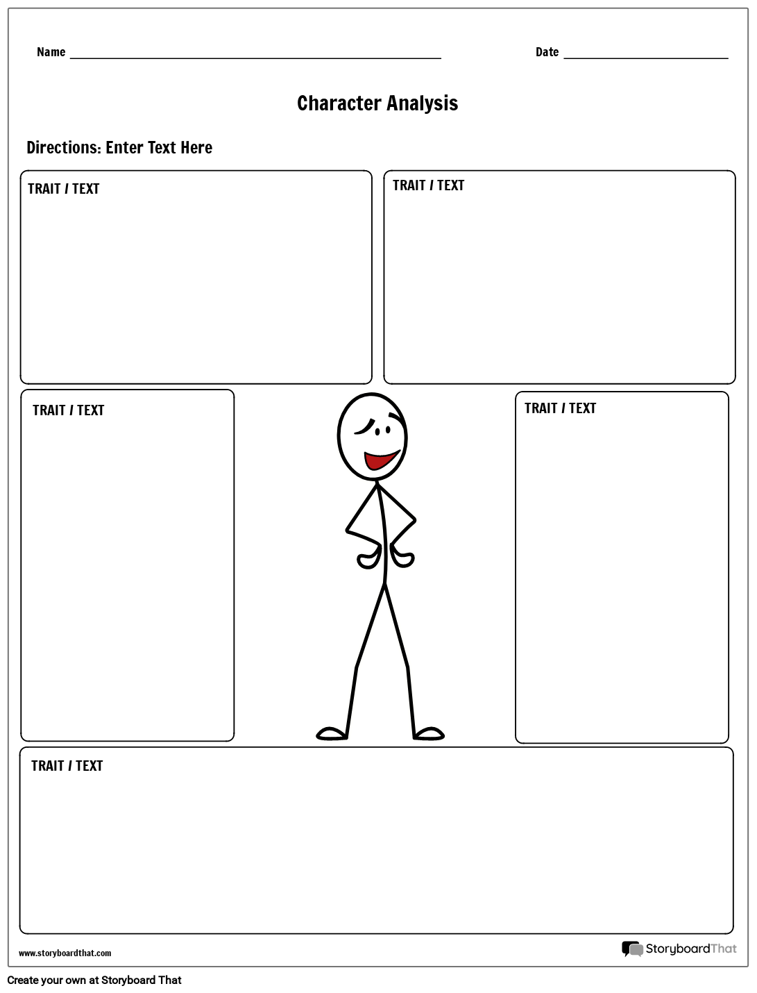 Pole pro Analýzu Postav – Bez Řádků Storyboard