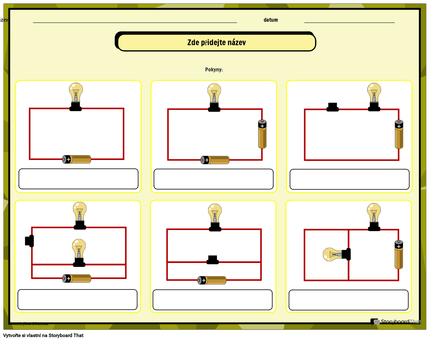 Pracovní List Elektrického Obvodu Storyboard o cs-examples
