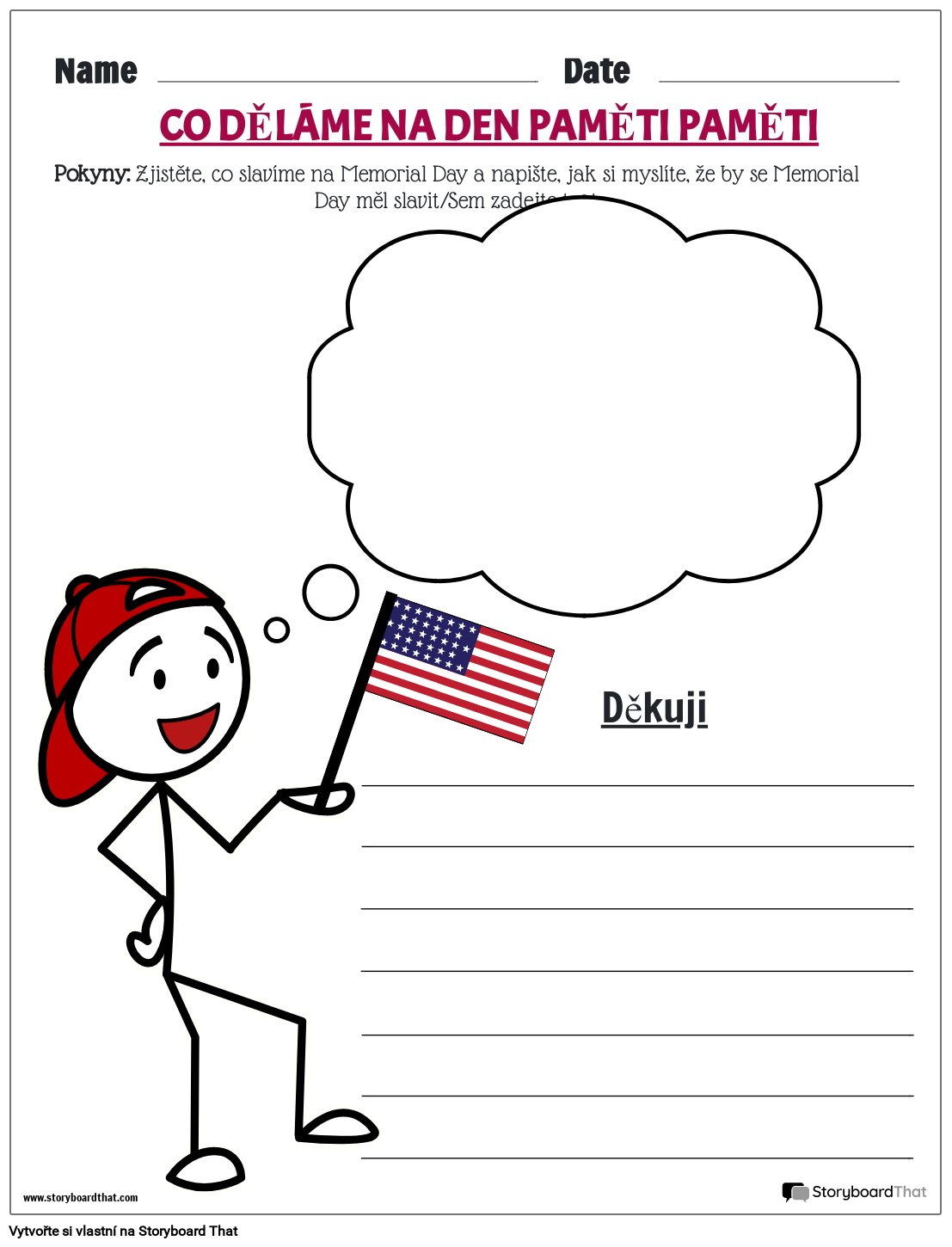 Pracovní list Pamětního dne Storyboard von cs-examples