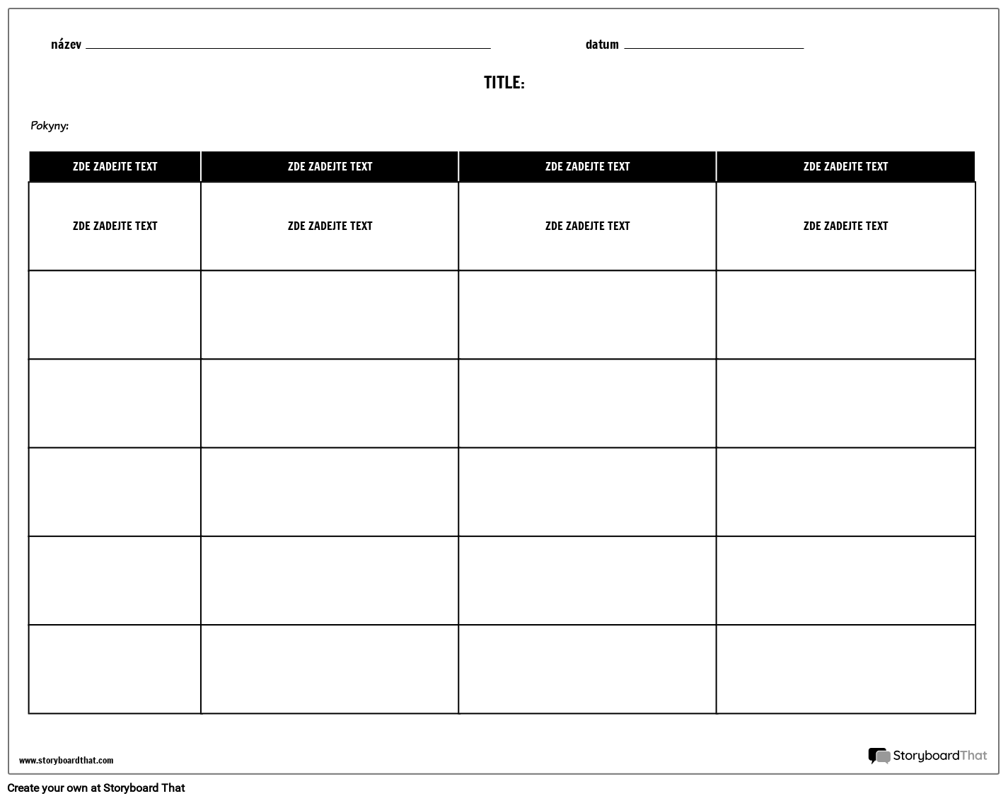 Rubrika – Kritéria Storyboard por cs-examples