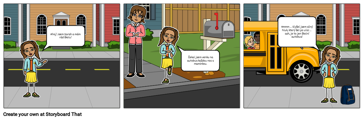 Sarah Jedoucí na Bus Sociální Příběh Storyboard
