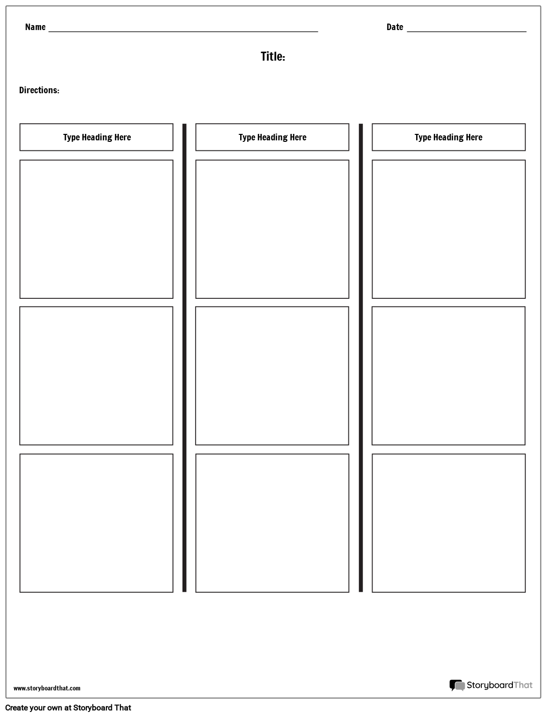 T -Chart - 3 Sloupce Storyboard o cs-examples