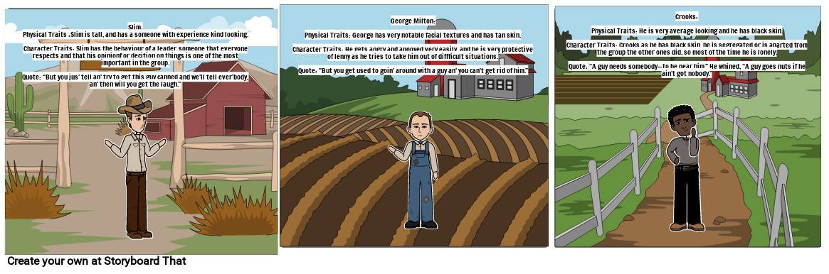 Of mice and men, Character description comic Storyboard