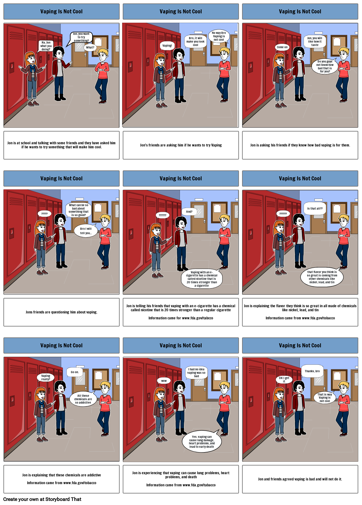 Teen Vaping Is Not Cool Storyboard by d1b79653