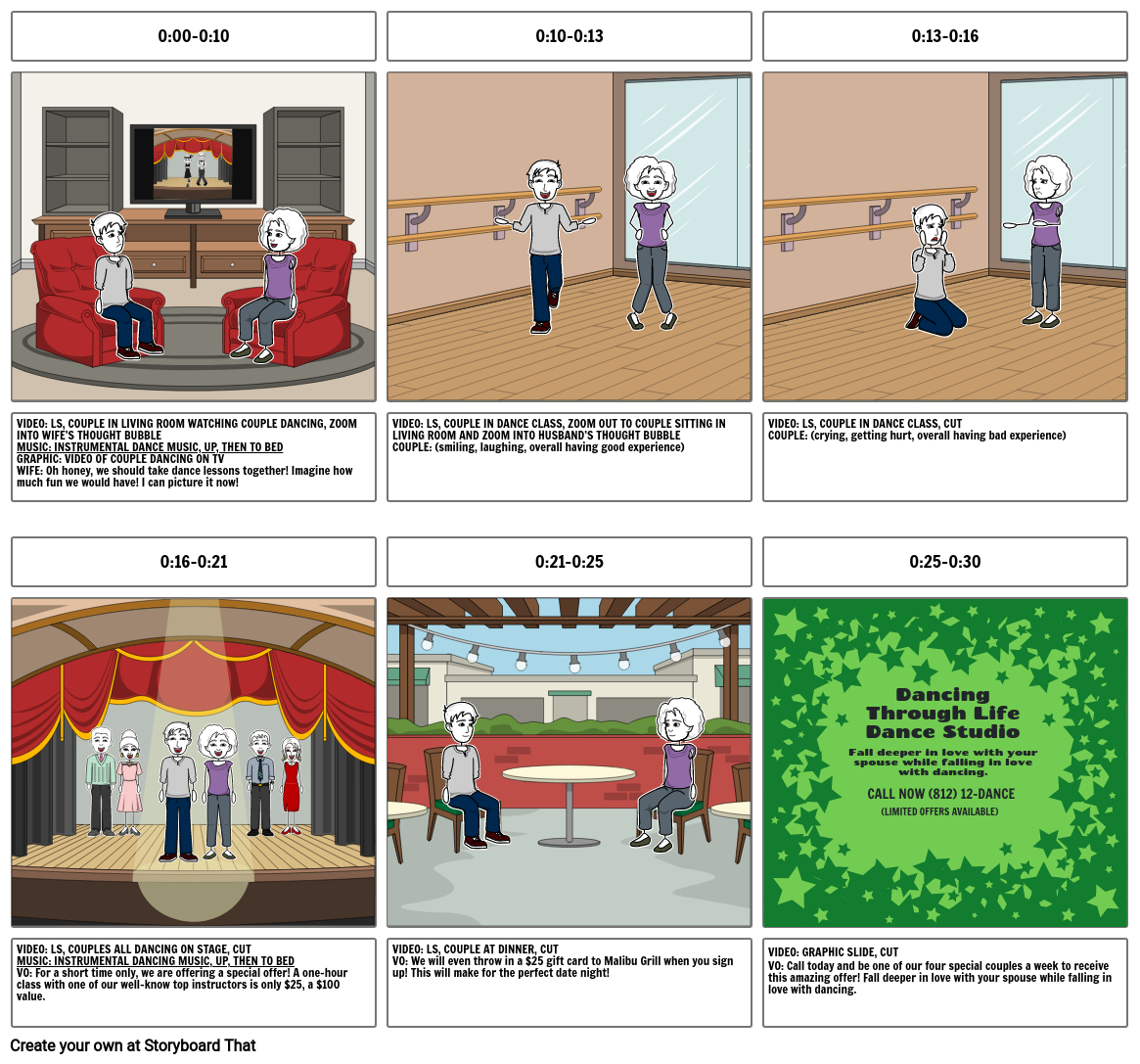 Dance Studio TV Spot Storyboard by d2301b02
