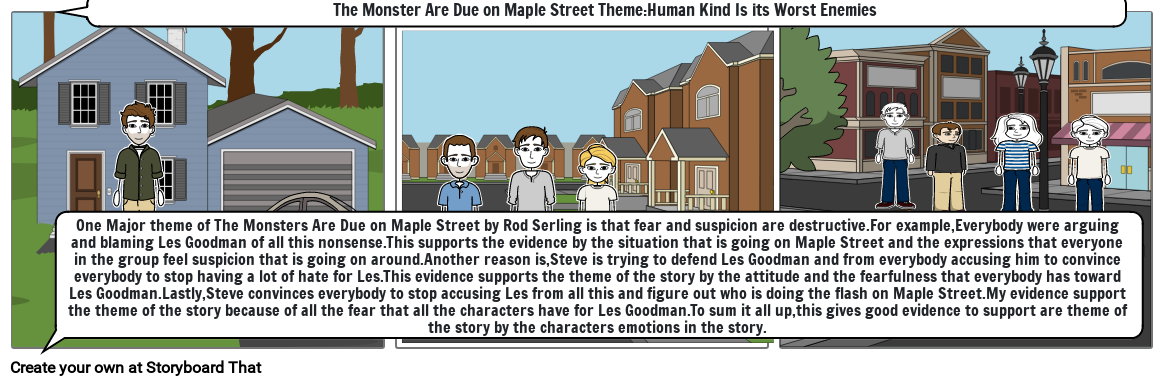 The Monsters Are Due on Maple Street Theme Storyboard