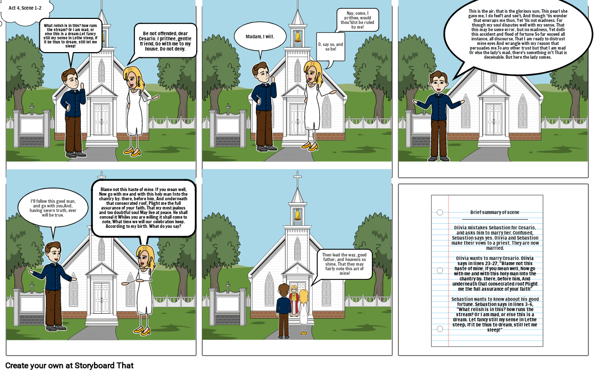 Act 4, Scene 1-2 (Twelfth Night) Storyboard by d5c71f57