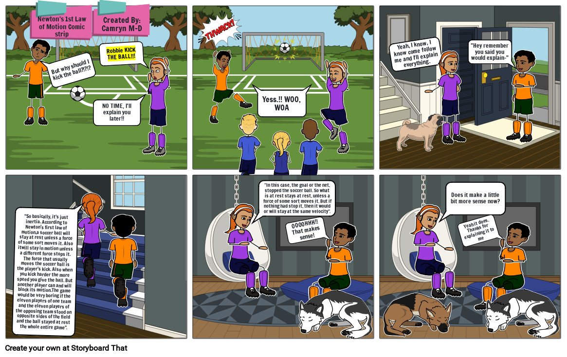 Newton's 1st Law of Motion Comic Strip Storyboard