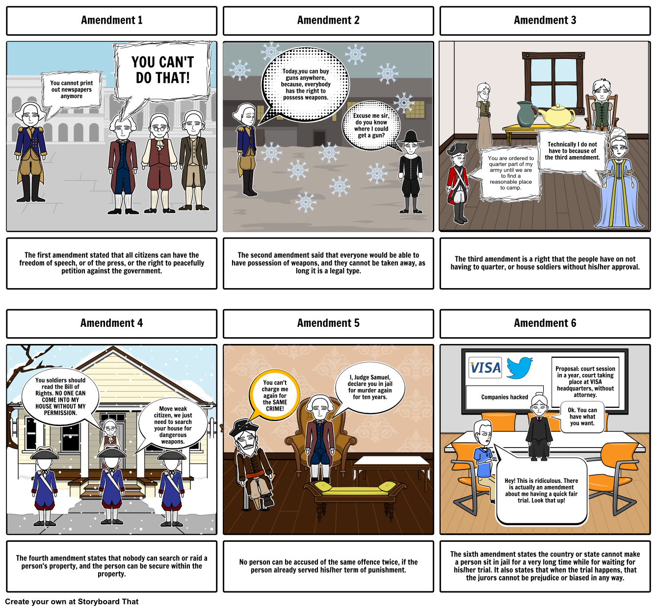 BIll of Rights Amendments Storyboard por d65fbe6488524