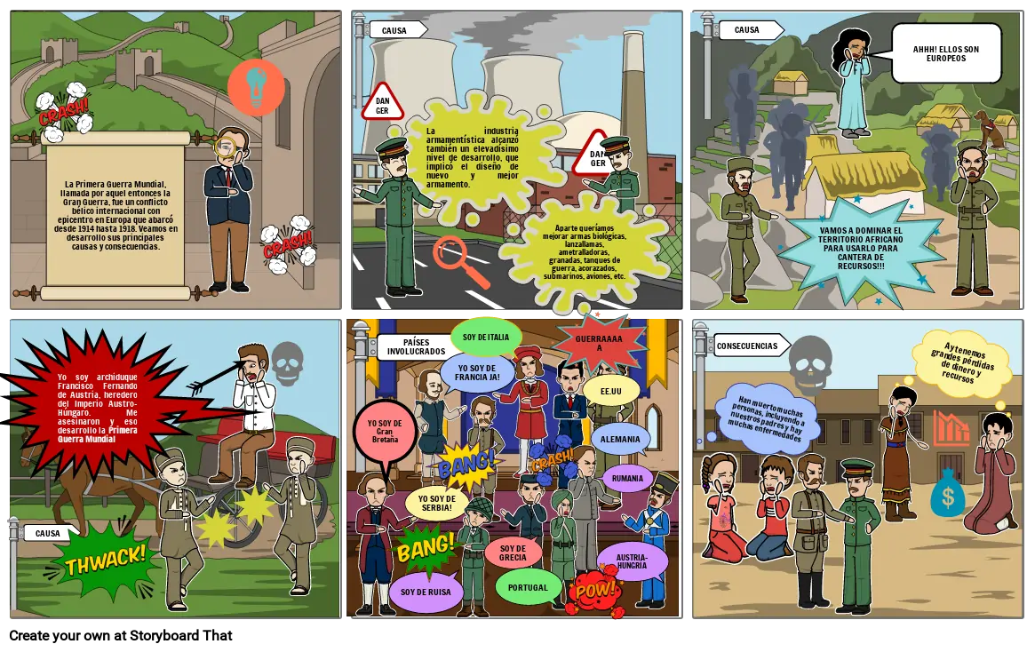 Primera guerra mundial Storyboard par d8024a63 Primera guerra mundial Storyboard par d8024a63