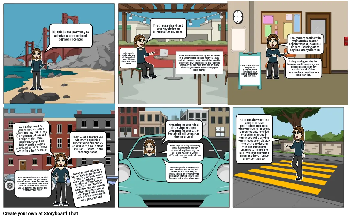 Journey to an Unrestricted Drivers Licence Storyboard