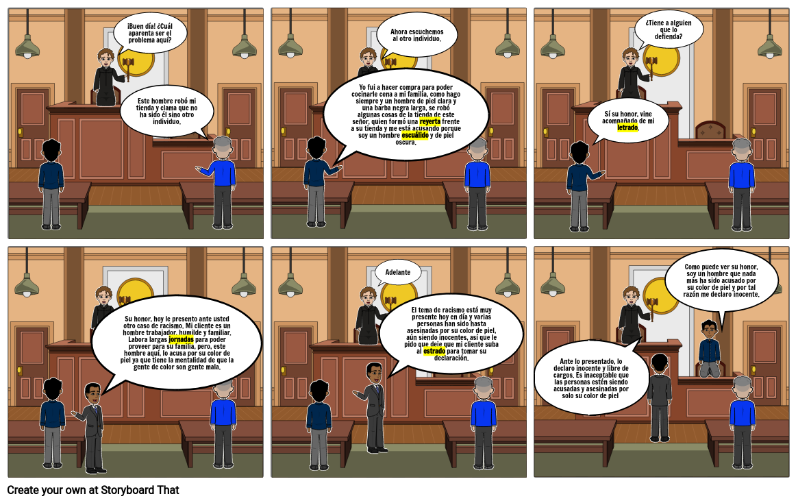 Racismo - vocabulario de español 10 Storyboard
