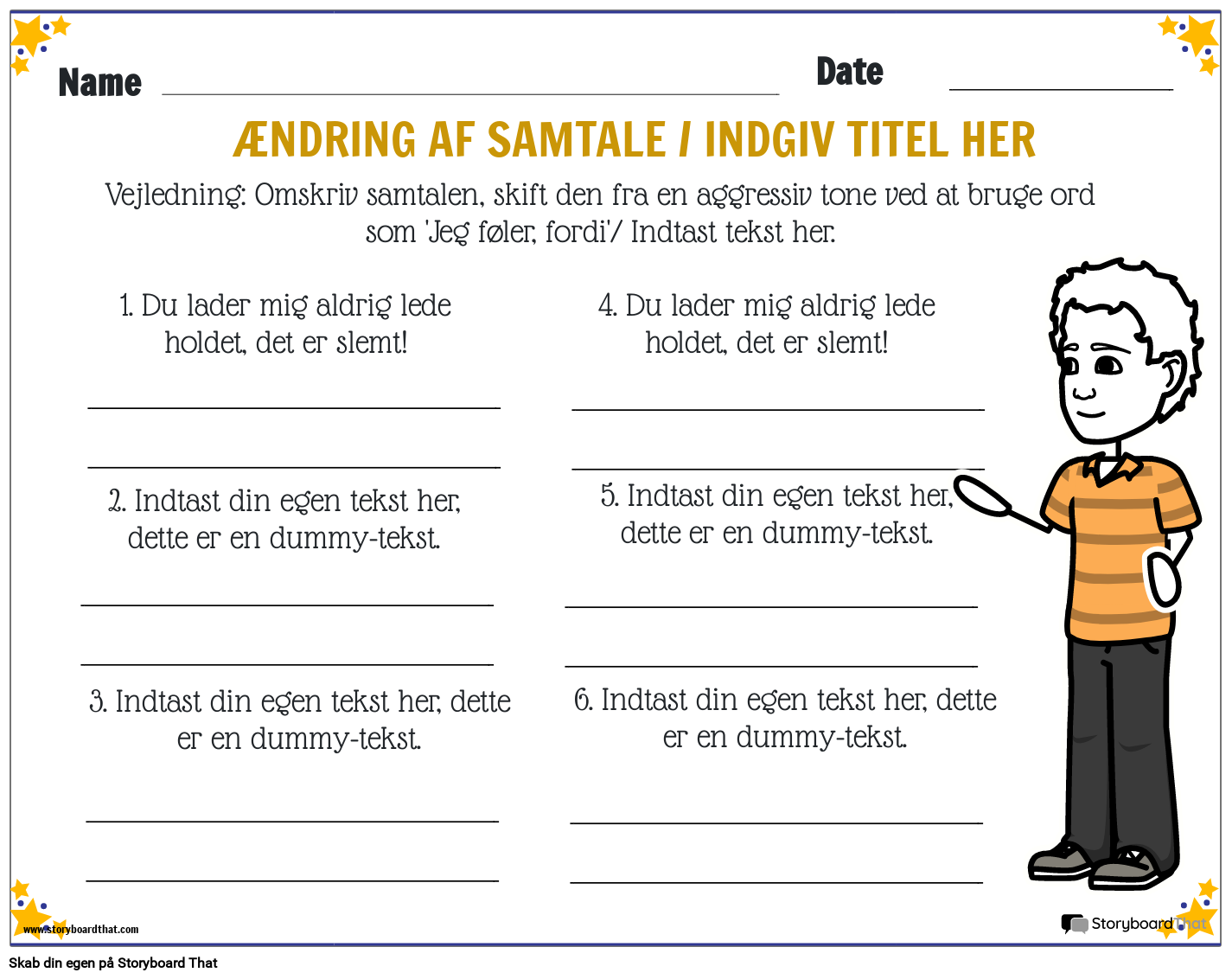 Ændring af Aggressiv Samtale Storyboard af da-examples