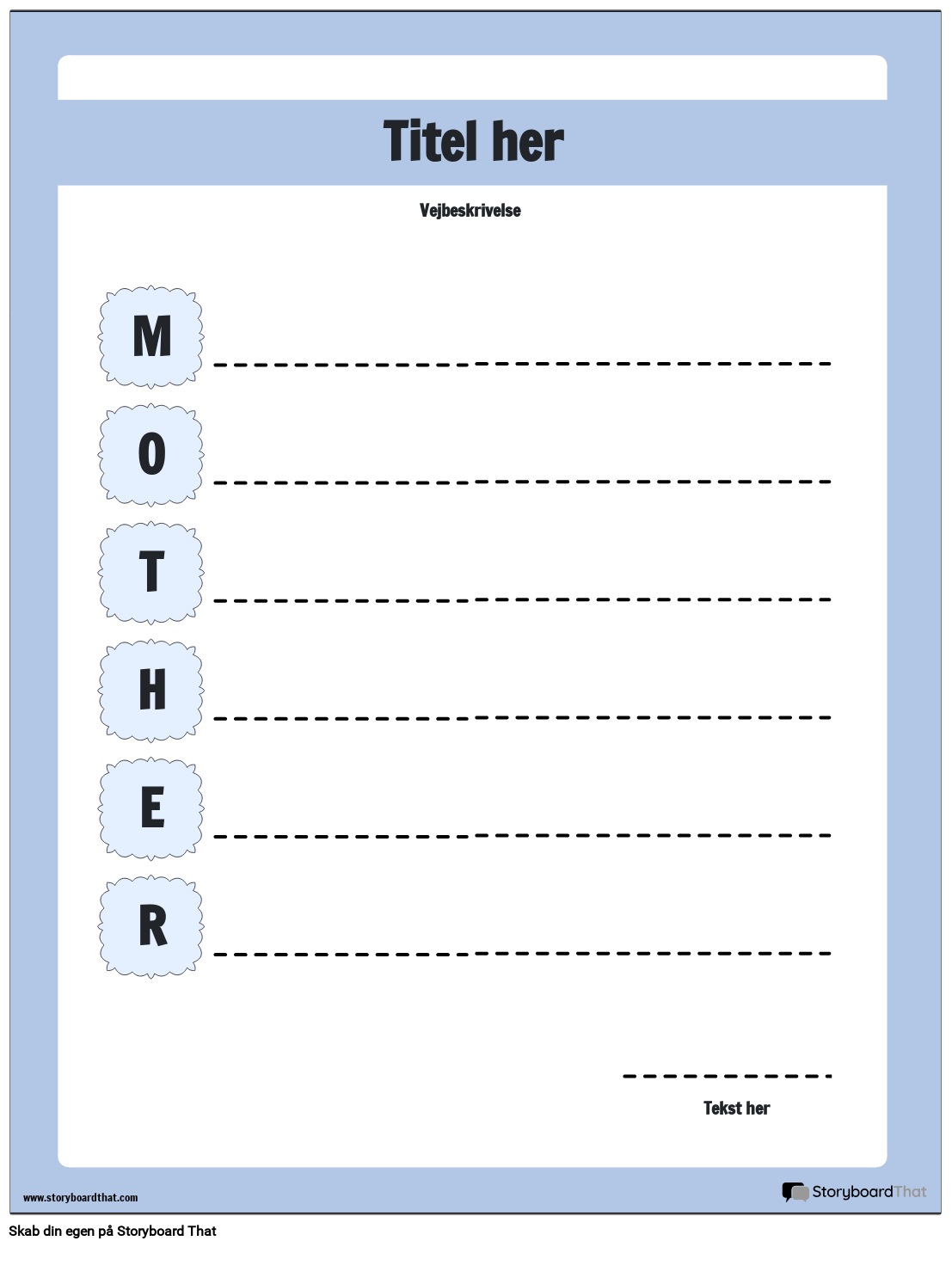 Akrostikisk Digt til mor Skabelon Storyboard por da-examples