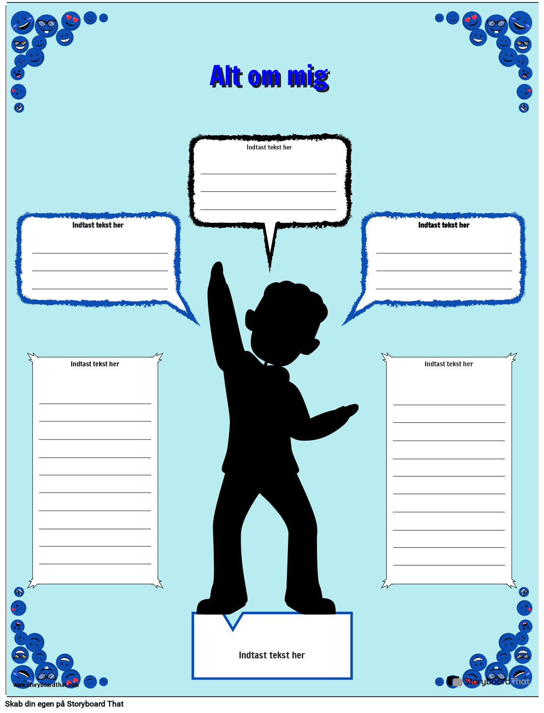 Alt om mig blå Emoji-skabelon Storyboard af da-examples