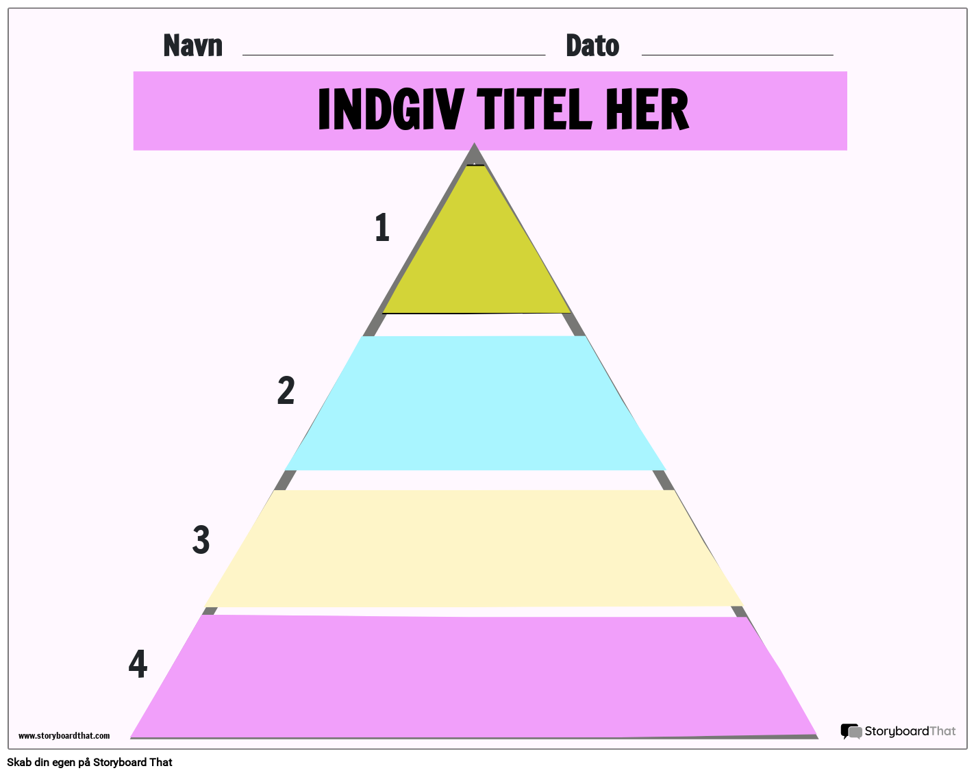 Arbejdsark med liste i pyramidestil Storyboard