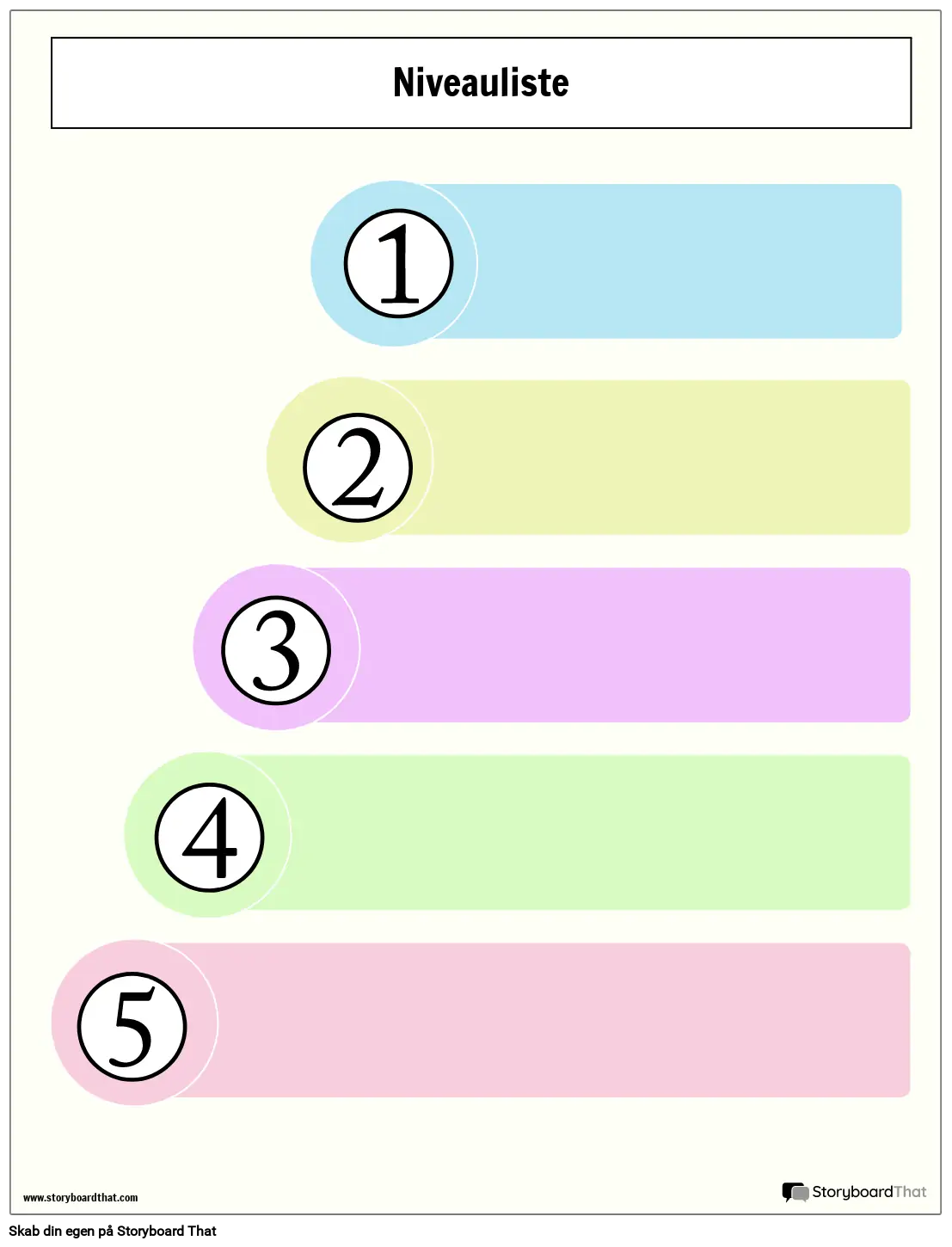 Arbejdsark med niveauliste Storyboard af da-examples Arbejdsark med niveauliste Storyboard af da-examples