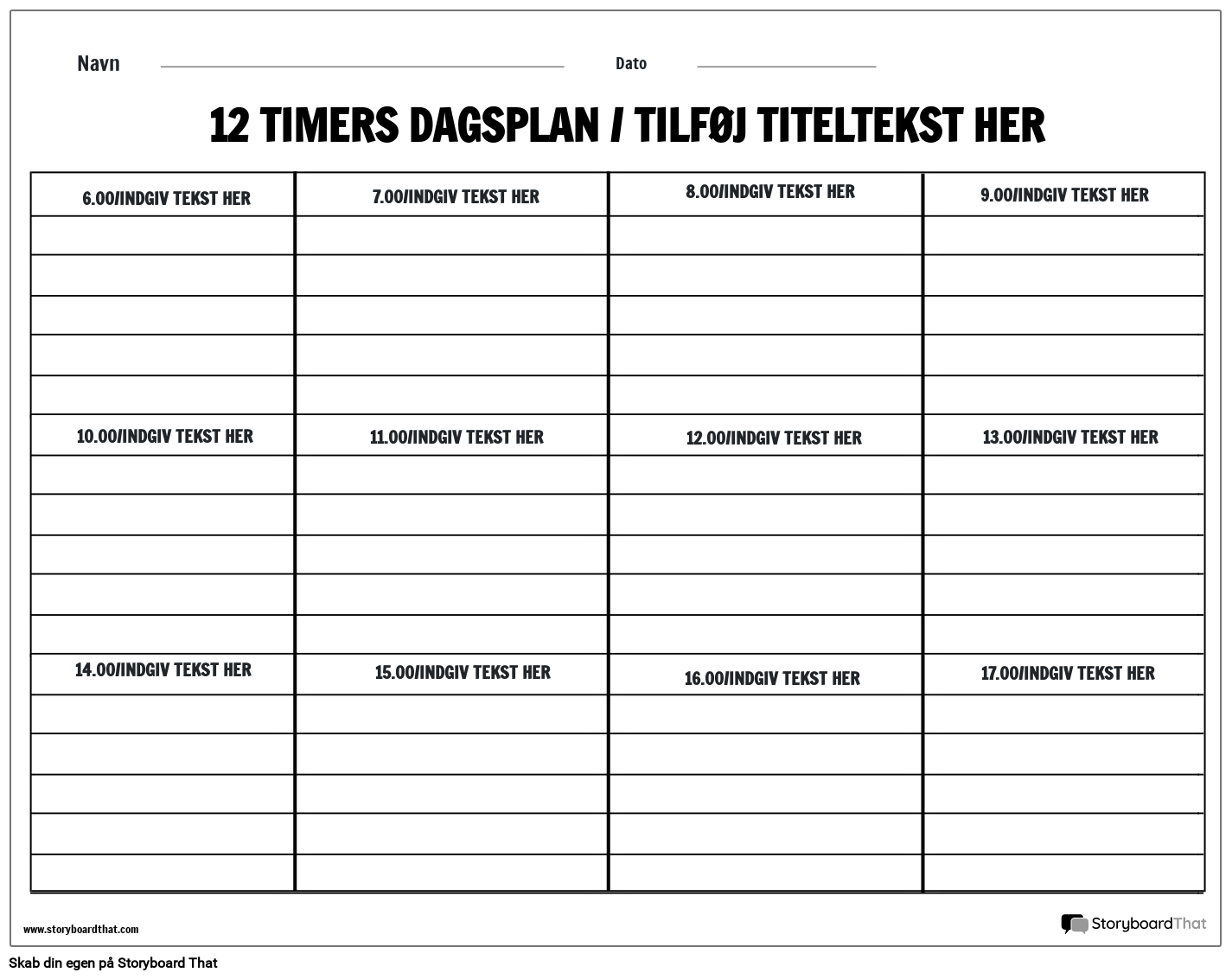 Arbejdsark til liggende bord Storyboard af da-examples
