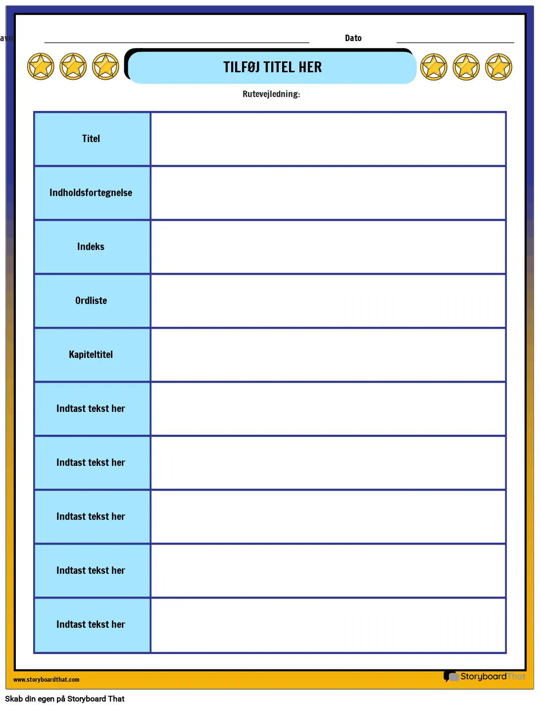 Definition af Tekstfunktioner Arbejdsark Storyboard Definition af Tekstfunktioner Arbejdsark Storyboard