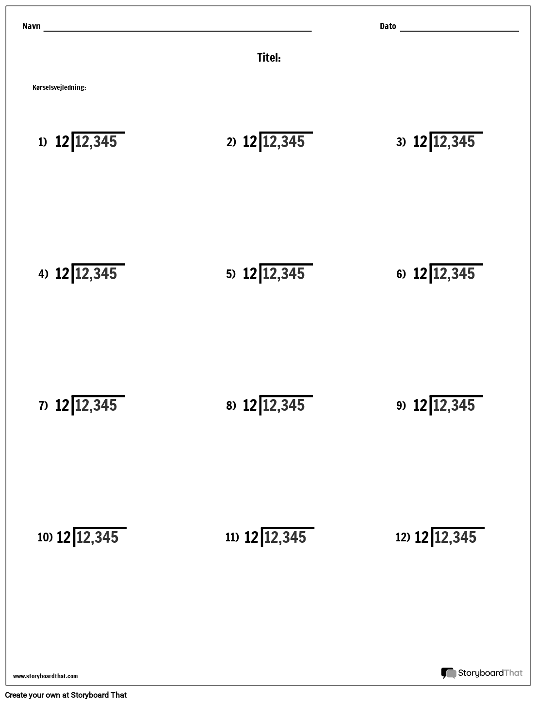 Division - Place Value Storyboard por da-examples