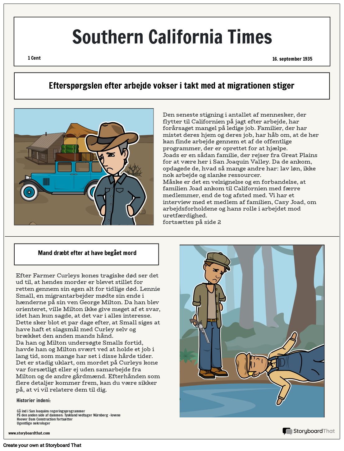 Dust Bowl - Avisprojekt Storyboard por da-examples