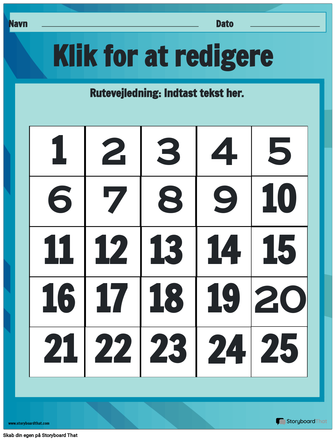 Eksempel på et Taldiagram Lige og Ulige tal Regneark