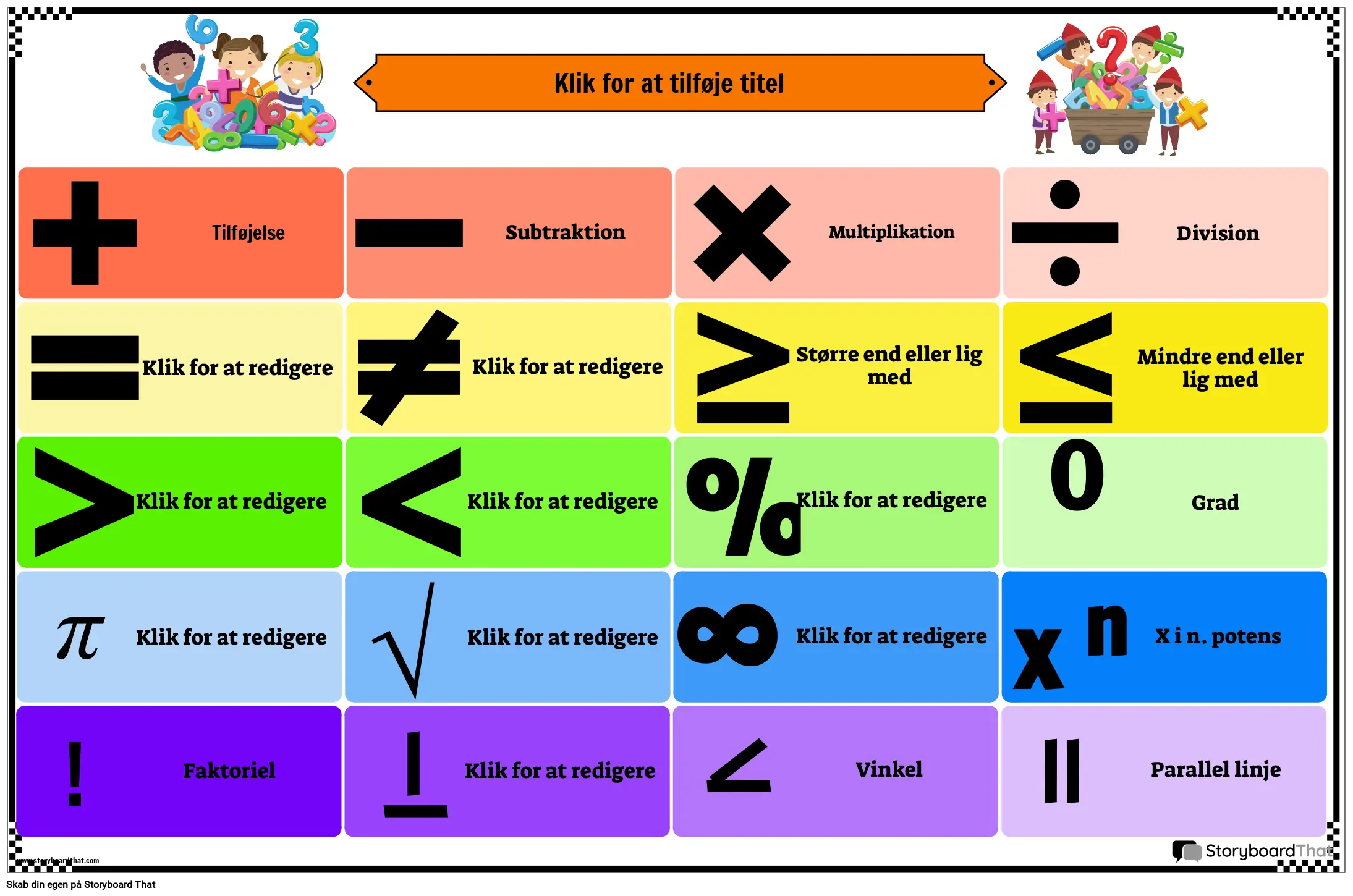 Farverige Matematiske Symboler Plakat Storyboard