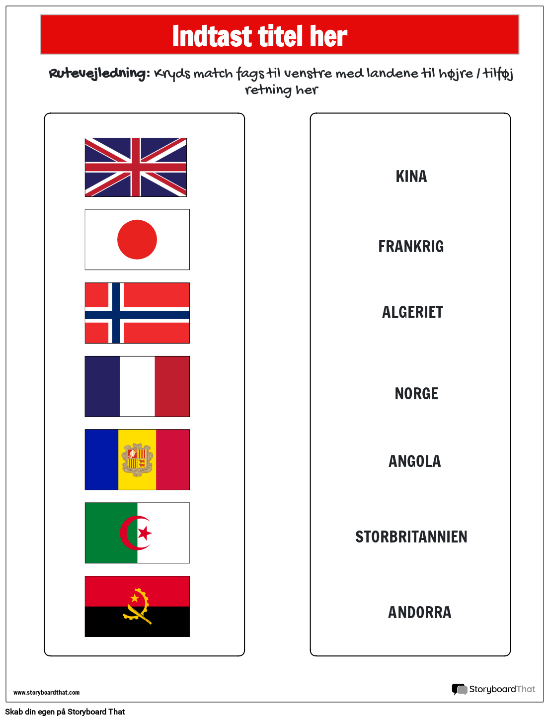 Flag matchende regneark Storyboard af da-examples Flag matchende regneark Storyboard af da-examples