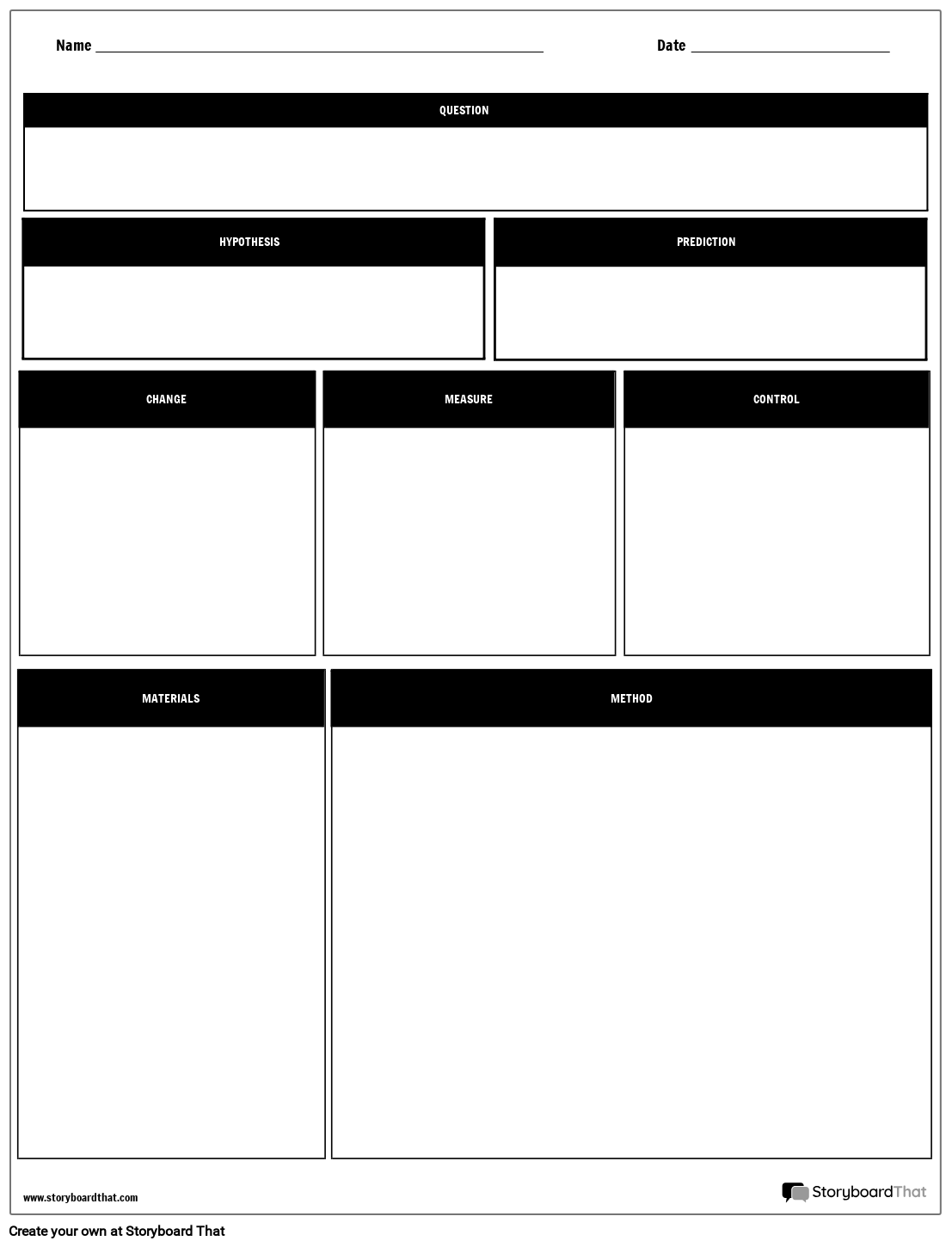 Foundation Experimental Design Sheet Storyboard