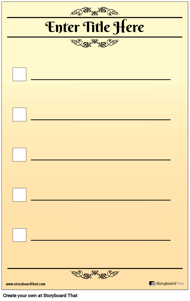Grundlæggende 5 Tjek Tjekliste Storyboard af da-examples