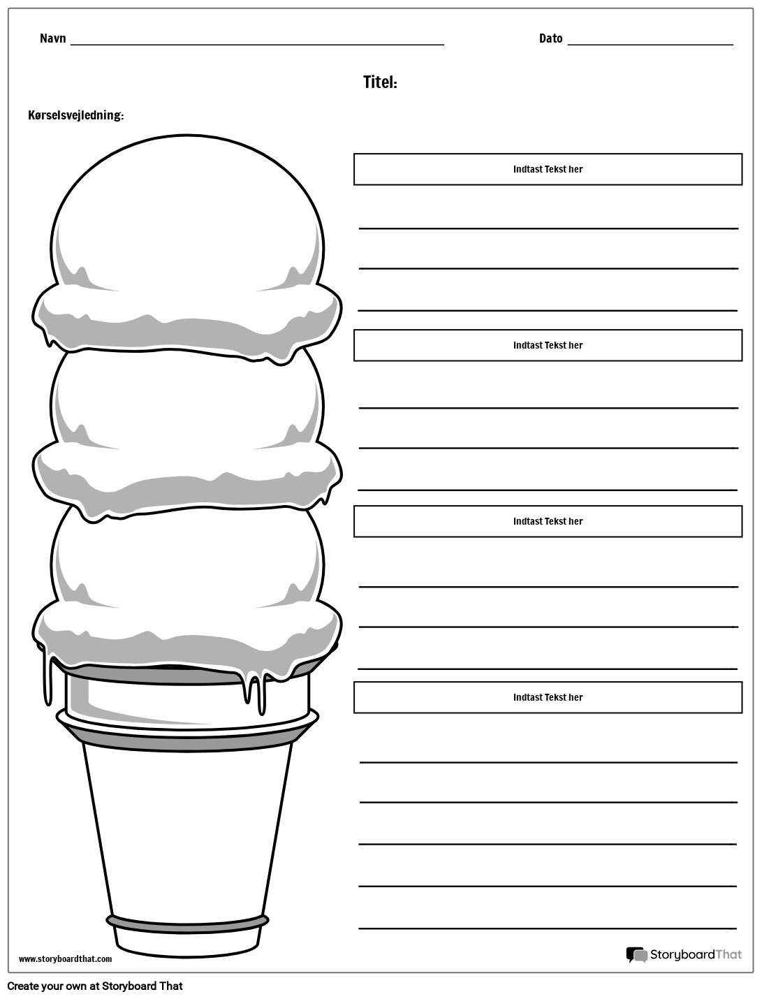 Ice Cream Cone Paragraph Storyboard por da-examples