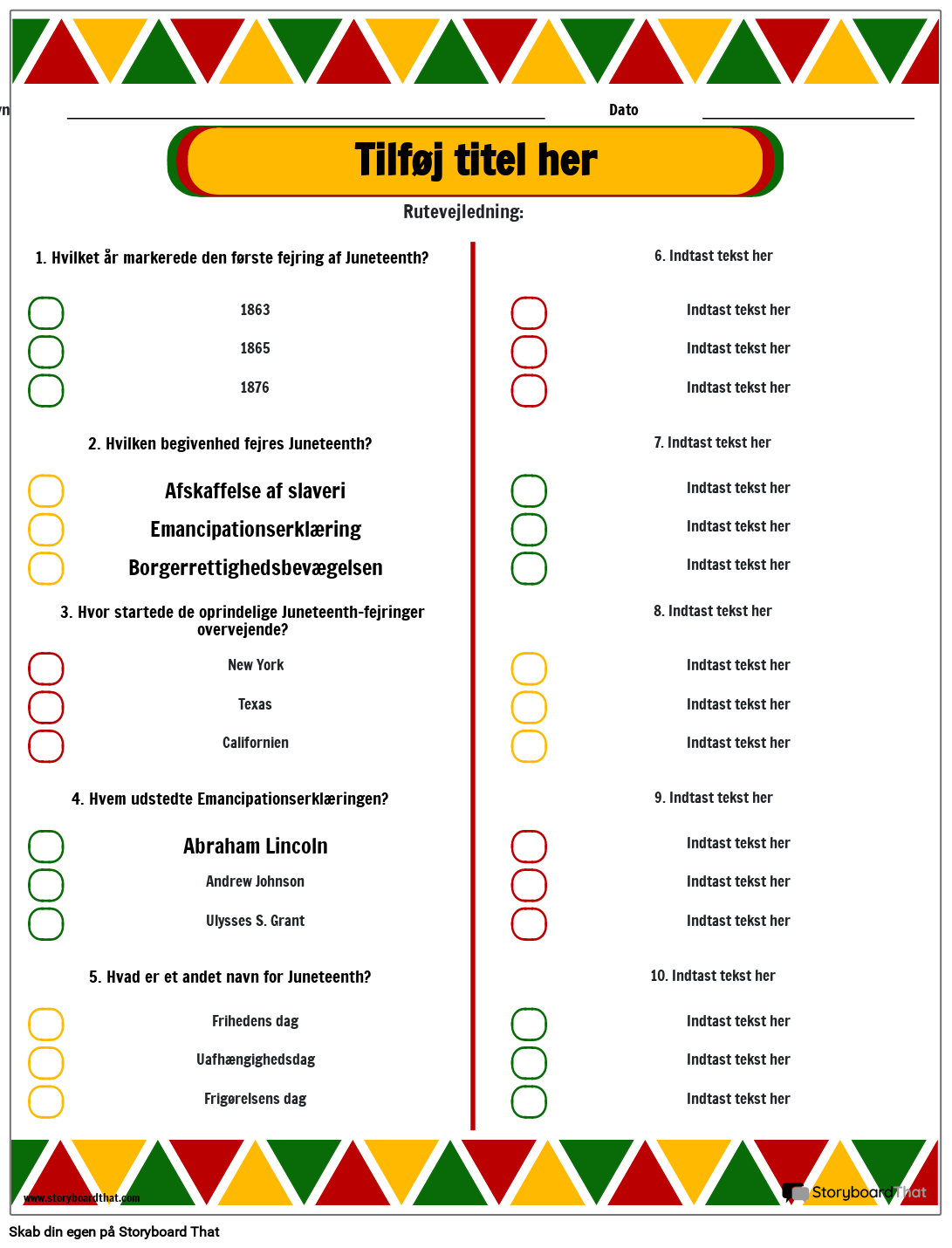 Juneteenth Trivia Arbejdsark Storyboard By Da examples