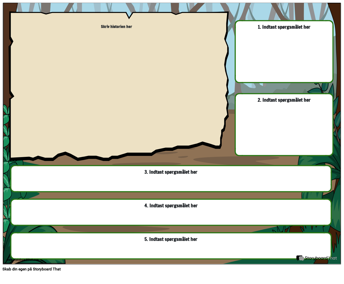 Jungle-tema Læseaktivitet for Børn Storyboard by da-examples