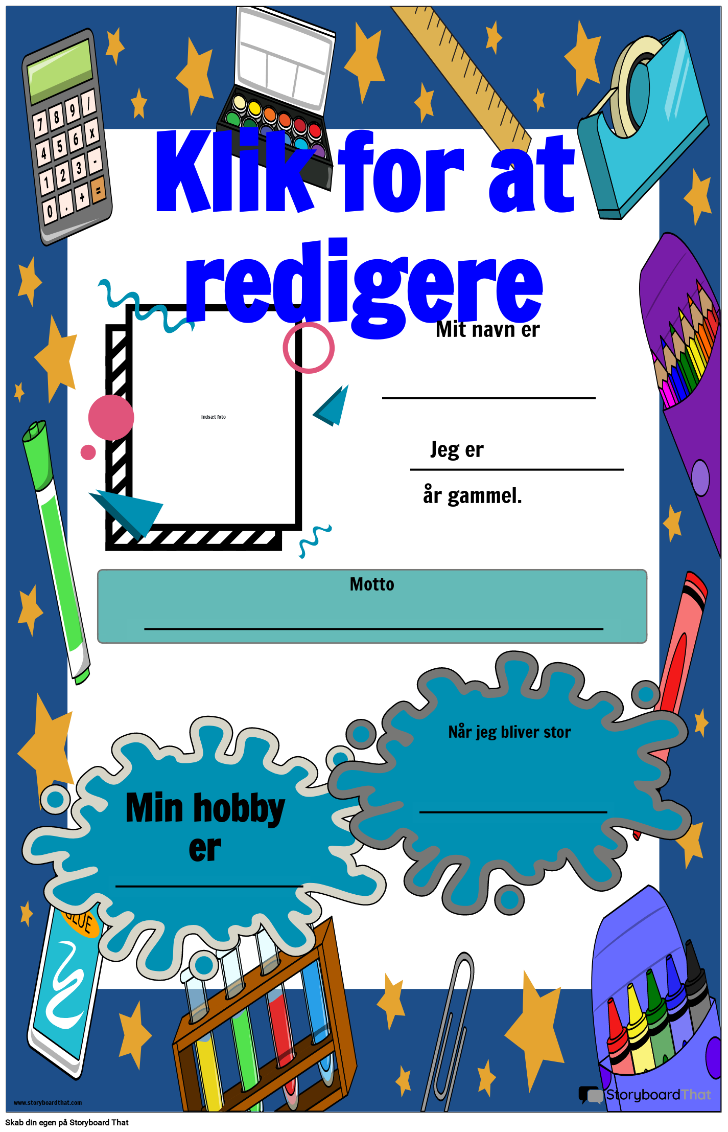 Klasseudstyr Design af Ugens Stjerne-plakat Storyboard