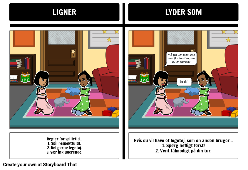 Ligner/lyder som Eksempel Storyboard par da-examples