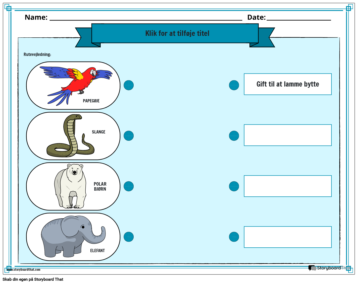 Match It - Animal Adaptation Worksheet Storyboard