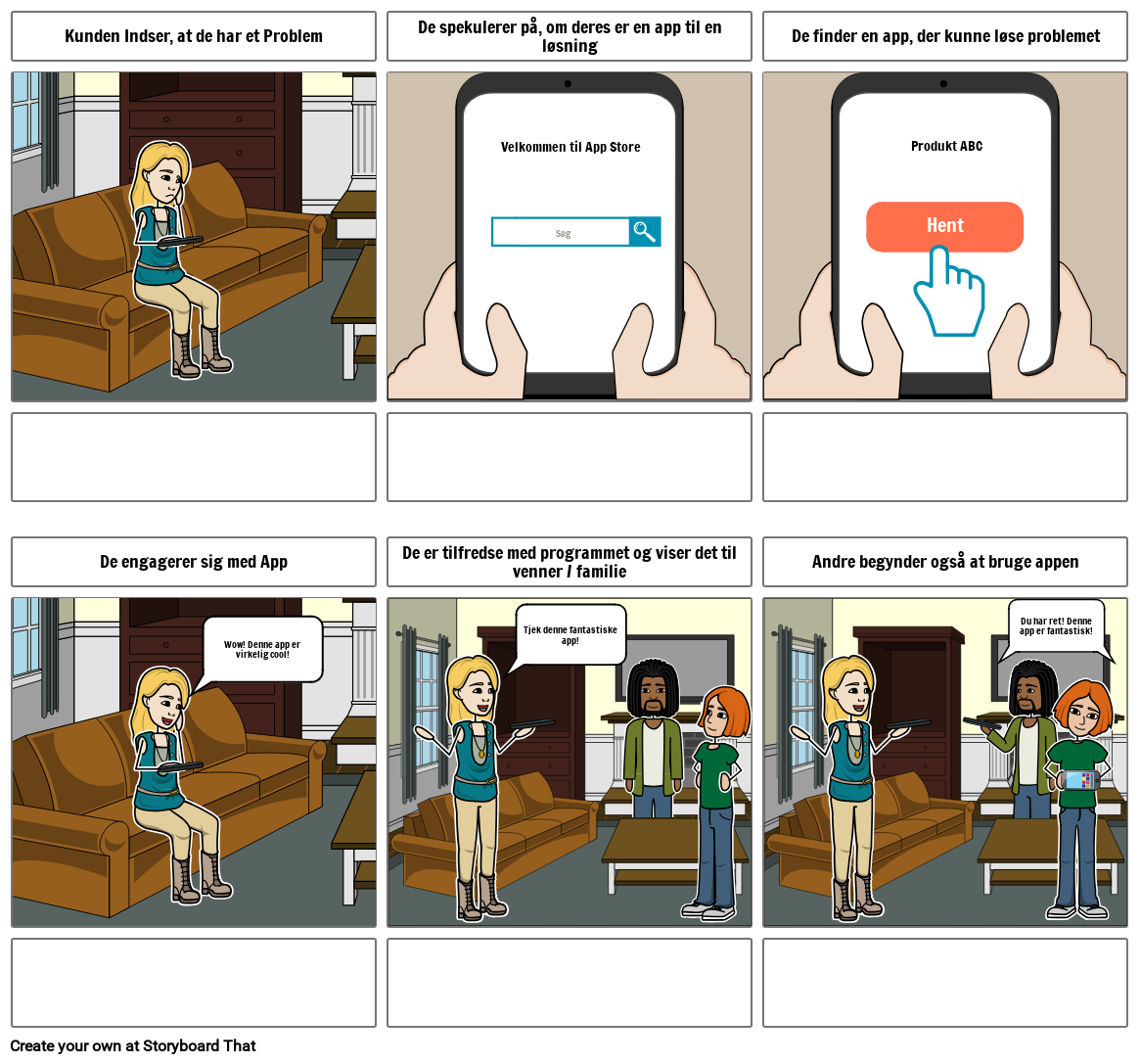 Mobil / Hjem - Kunde Journey Map Eksempel Storyboard