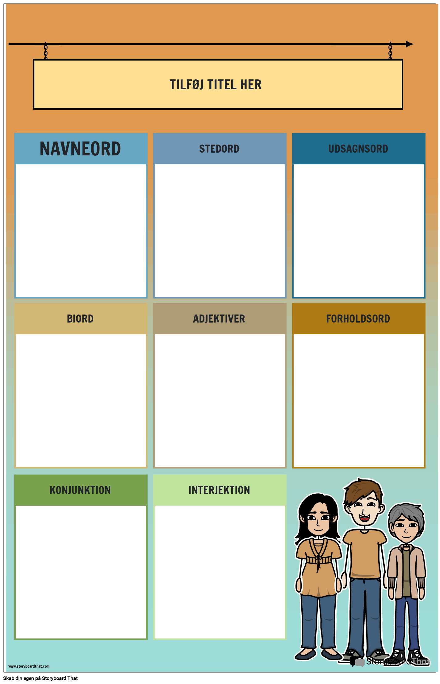 Neutral-tema - Parts of Speech Plakat Storyboard