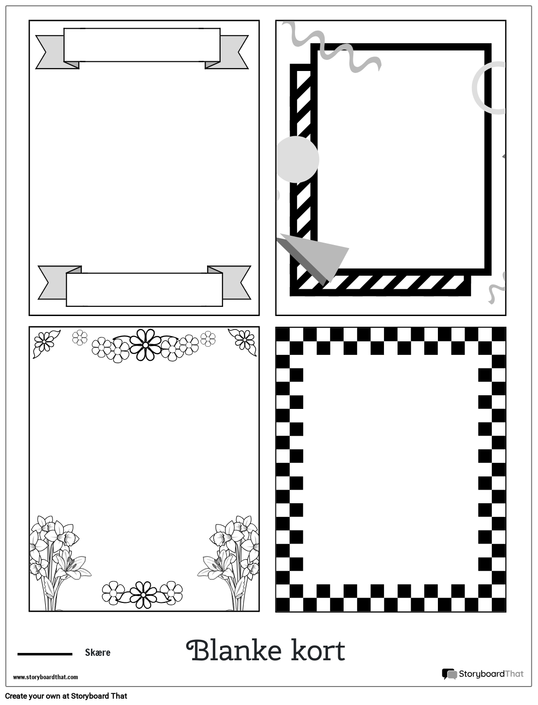 Ny skabelon til sidekort 4 (sort/hvid) Storyboard Ny skabelon til sidekort 4 (sort/hvid) Storyboard