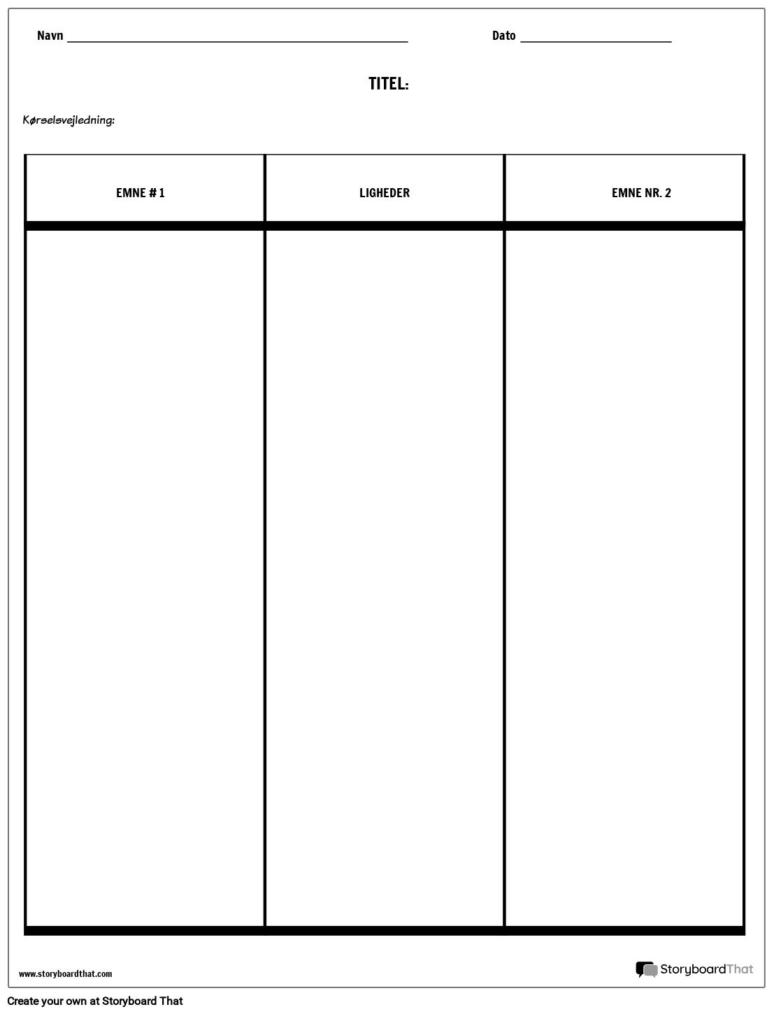 Sammenlign Kontrast Tabel Storyboard par da-examples