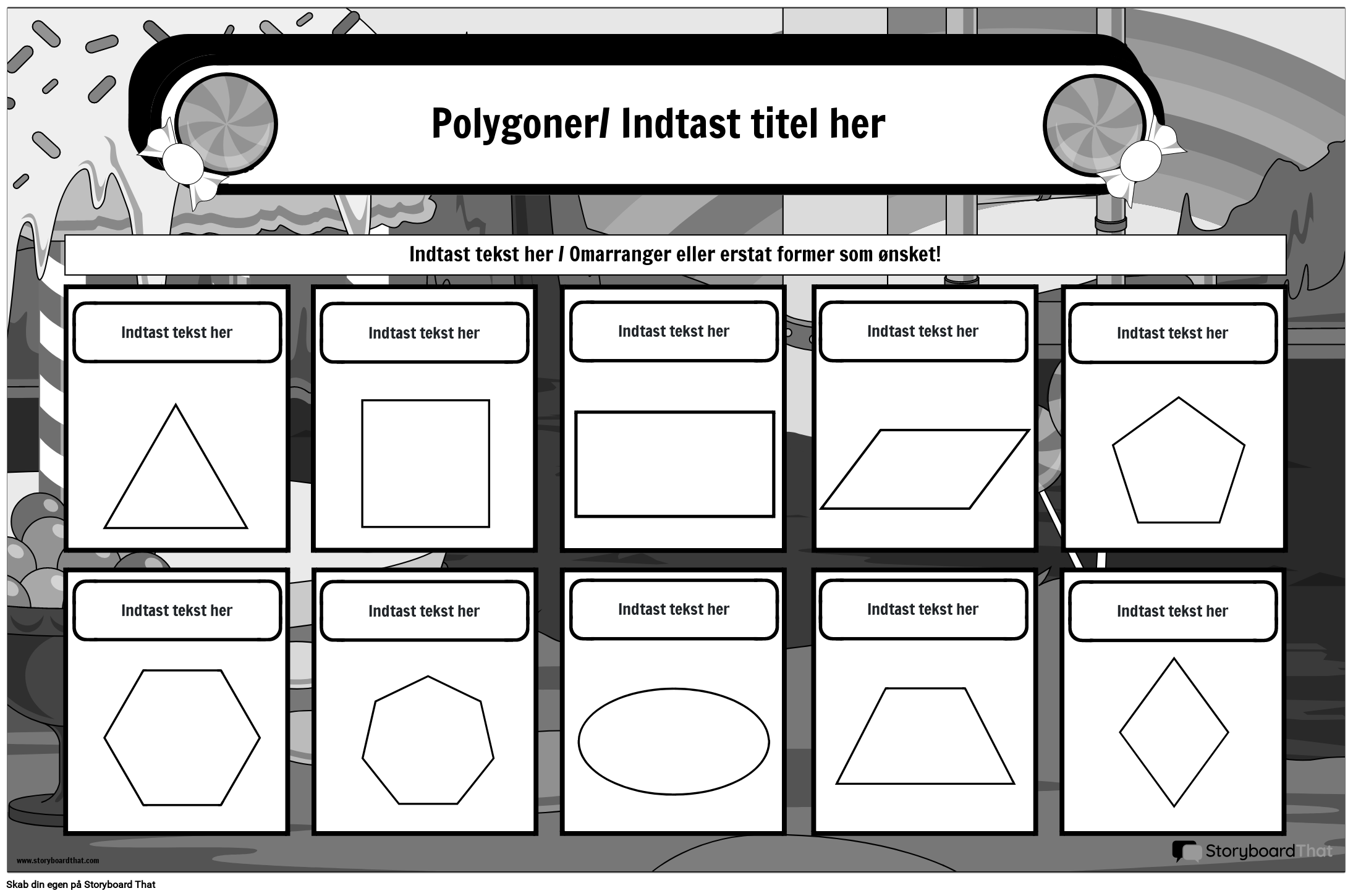 Shapes-plakat med Sliktema - Sort og Hvid Storyboard